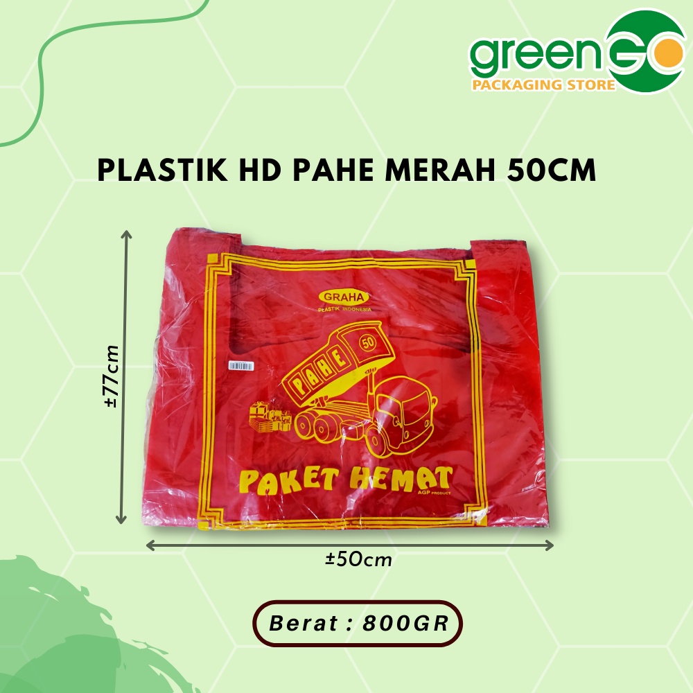 Jual PLASTIK HD MERAH 50CM 800GR UKURAN JUMBO PAHE KANTONG KRESEK WARNA ...