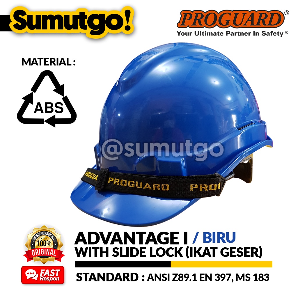 Jual Helm Safety Proguard Advantage 1 Biru + ikat Geser Biasa + Tali ...