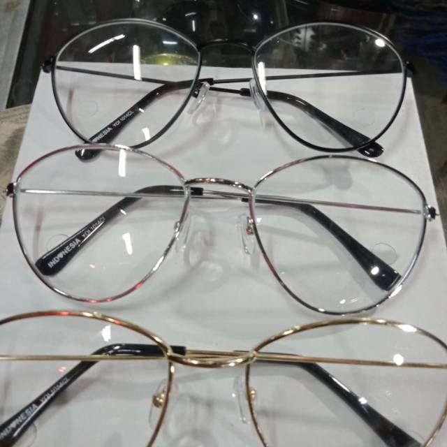 Jual KACAMATA KOREA LENSA NORMAL FREM BESI | Shopee Indonesia