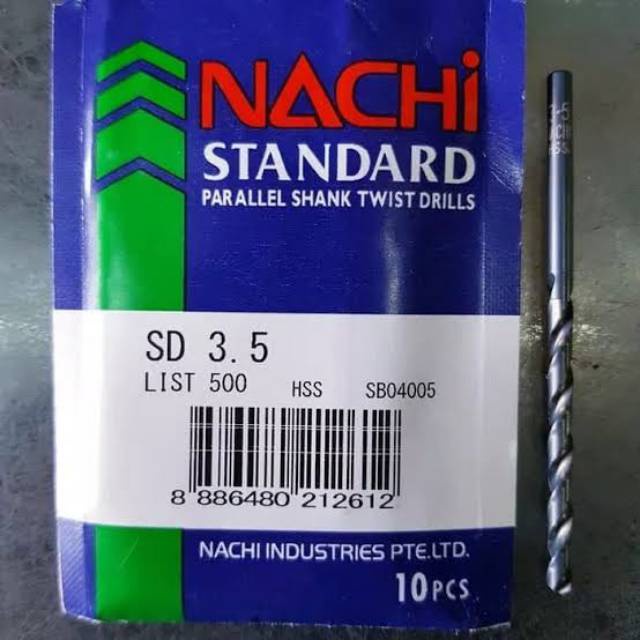 Jual mata bor 3.5 mm NACHI ASLI mata bor besi HSS 3.5mm | Shopee Indonesia