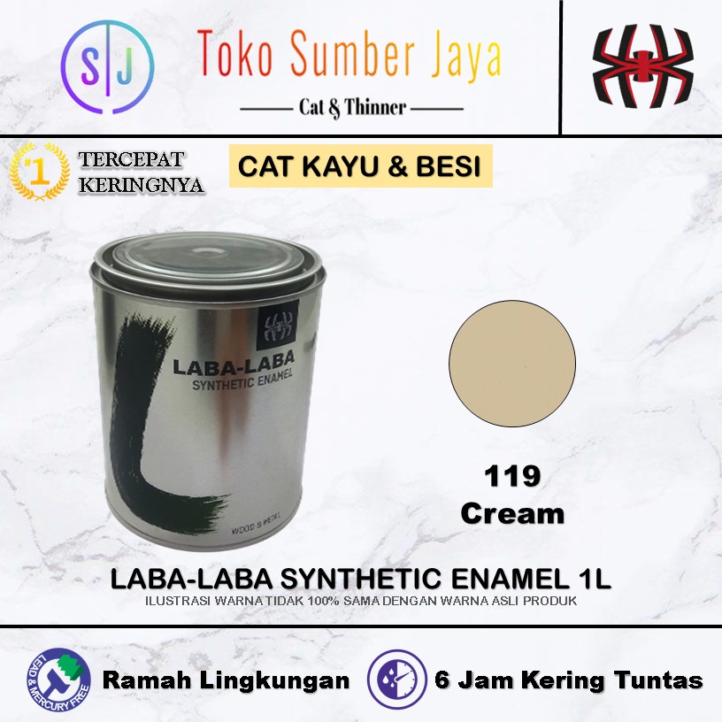 Jual Cat Kayu dan Besi Kering 6 Jam Laba-Laba Synthetic Enamel (Cream ...