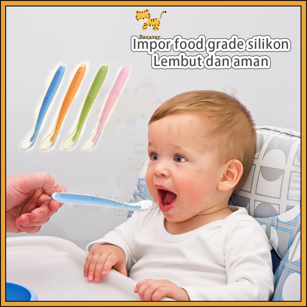 Jual ID BEVAVAR sendok makan bayi behan silikon lembut bpa free | Shopee Indonesia