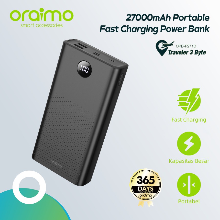 Jual Oraimo Dual USB Port 27000mAh Power Bank Fast Charging OPB-P271D ...