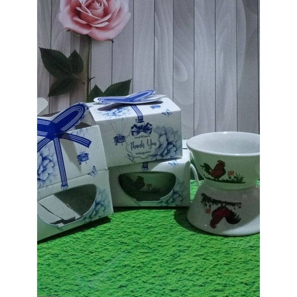 Jual souvenir mangkuk ayam keramik 20pcs kemas box free tali ukur dan ...