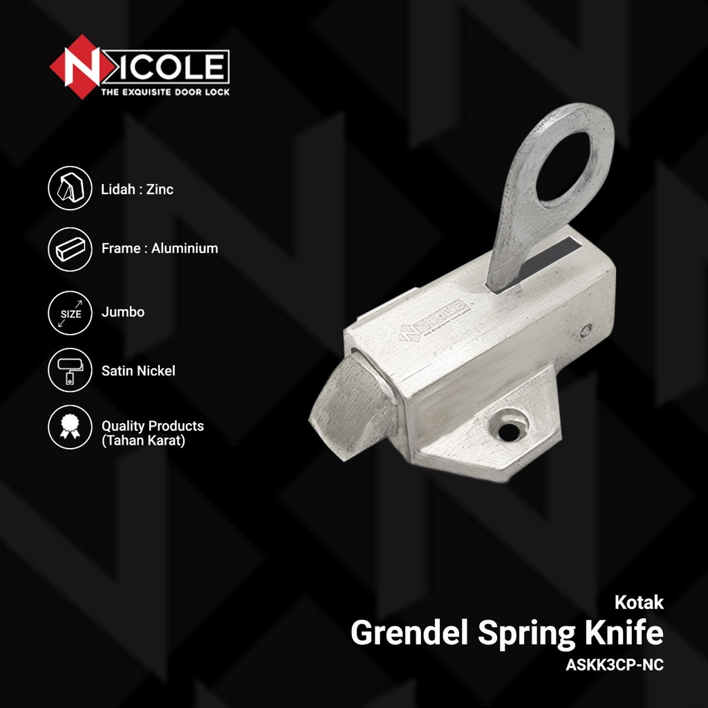 Jual Grendel Spring Knife Kotak / Kunci Jendela Nicole Jumbo | Shopee ...