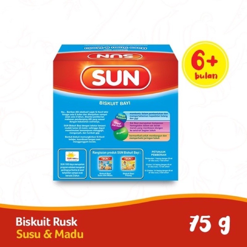 Jual SUN Biskuit Bayi Rusk 6+ Rasa Pisang / Susu 75 gr MPASI BAYI ...