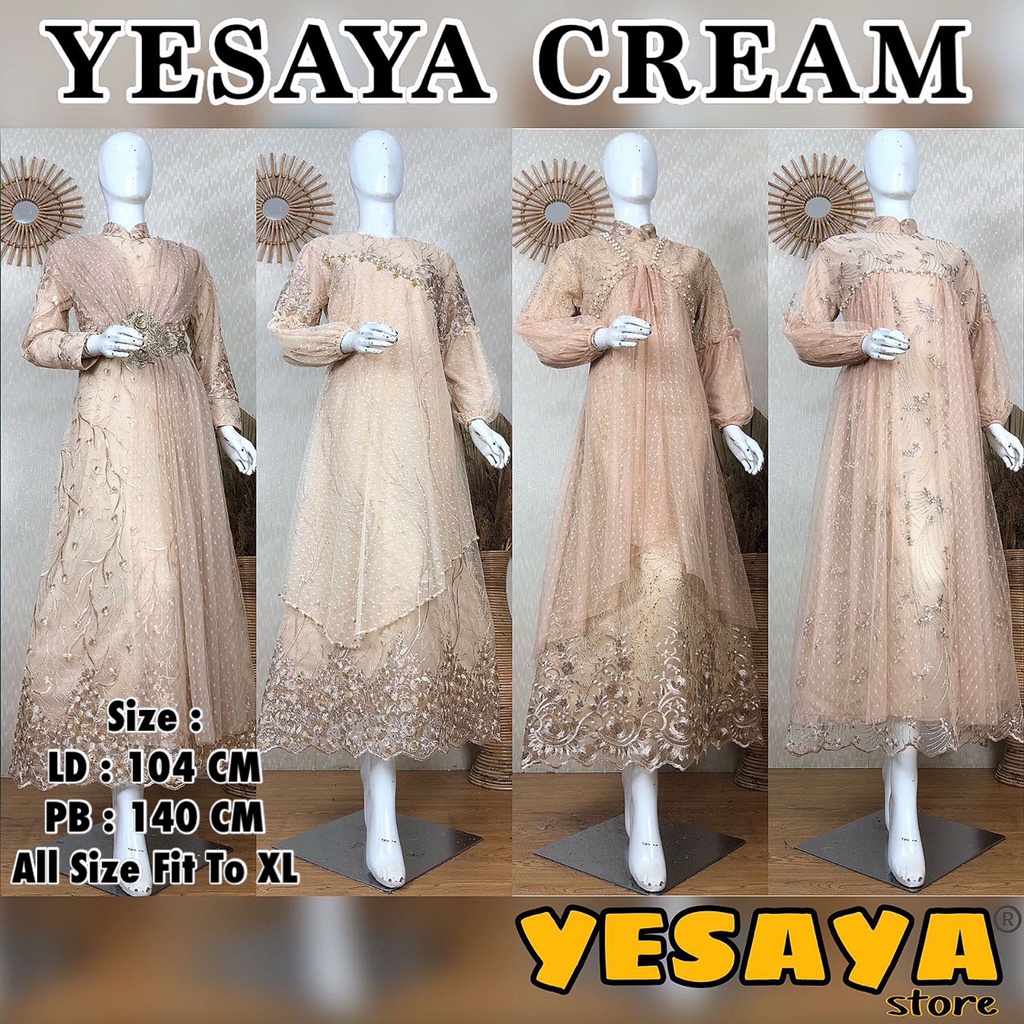 Jual KHUSUS CREAM - GAMIS TERBARU YESAYA FULL TILLE BORDIR PREMIUM ...