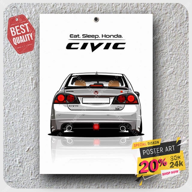 Jual Poster Mobil honda civic Hiasan pajangan dinding bengkel automotif ...