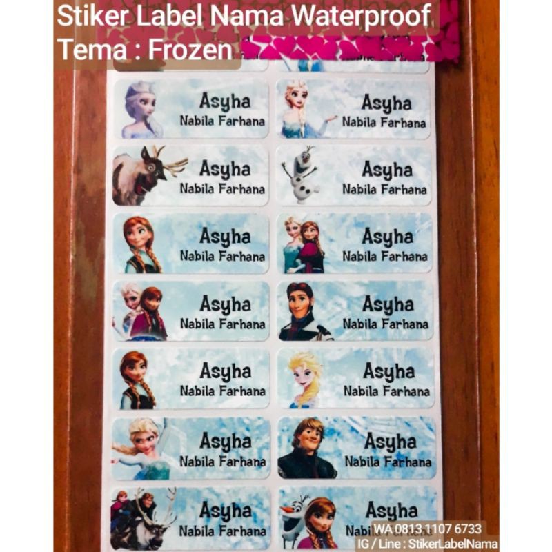 Jual FROZEN LABEL NAMA WATERPROOF / STIKER LABEL NAMA / STIKER NAMA ...