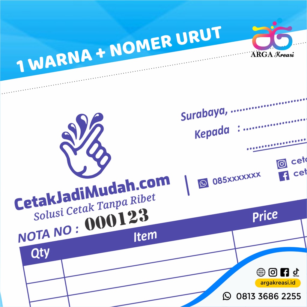 Jual Cetak Nota Custom 2 Ply 1 4 F4 A6 Kertas Ncr Kwitansi Custom