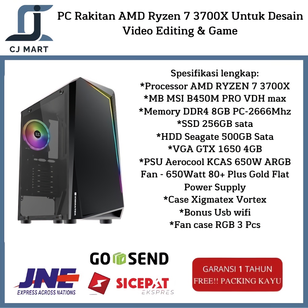 Jual PC Rakitan AMD Ryzen 7 3700X Untuk Desain, Video Editing & Game ...