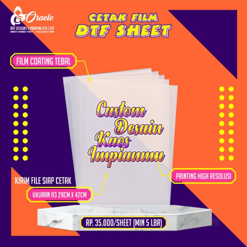 Jual Cetak Film DTF suka suka Tanpa Batasan Warna UK per meter lebar 33cm | Shopee Indonesia
