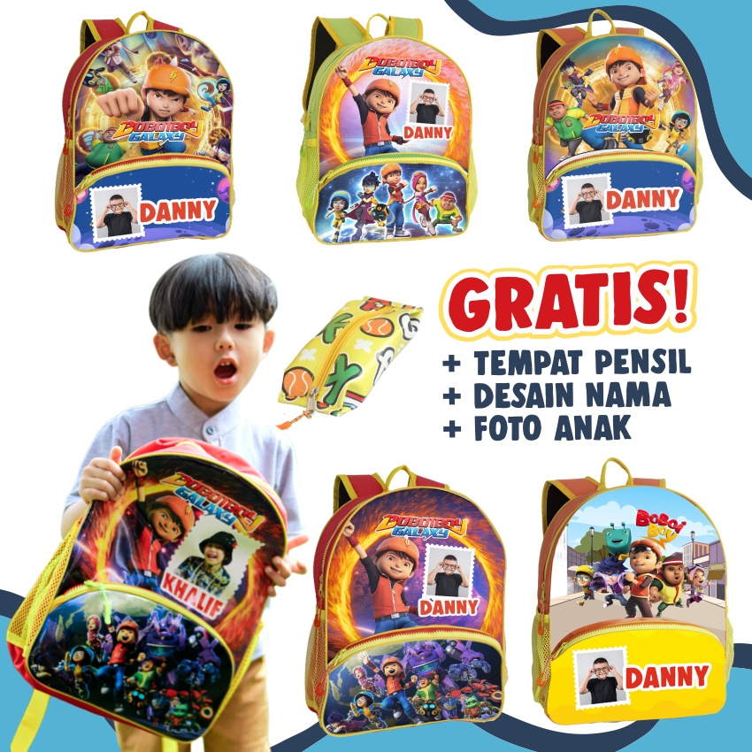 Jual Tas Anak Custom Nama + Foto Boboiboy | FREE Tempat Pensil | Tas Sekolah PAUD TK [Dexter ...