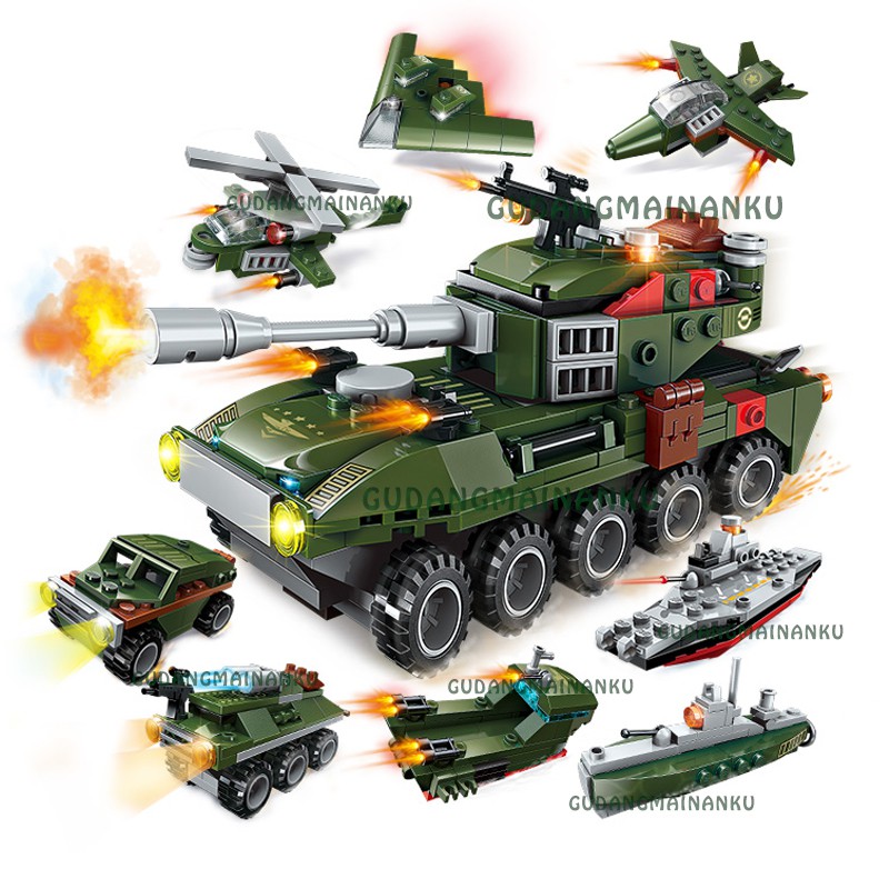 Jual Bricks Mainan Blocks Qman 1803 QM-09 Amphibious Panzer (8in1) Tank Militer | Shopee Indonesia