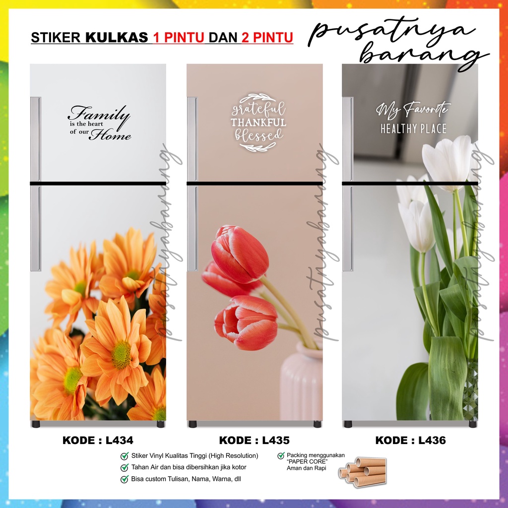 Jual STIKER KULKAS TERBARU MOTIF BUNGA 1 PINTU DAN 2 PINTU | Shopee ...