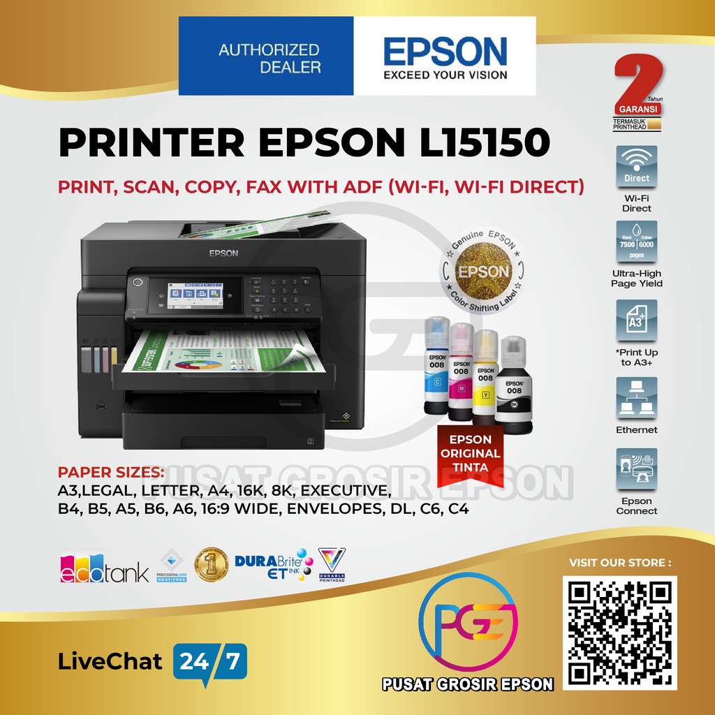 Jual Epson EcoTank L15150 L 15150 L-15150 A3 Wi-Fi Duplex All-in-One ...