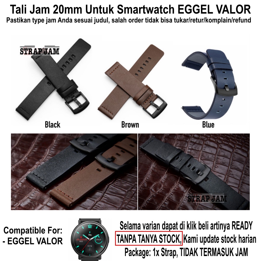 Jual Modern Tali Jam Eggel Valor - Strap 20mm Leather Kulit Simple ...