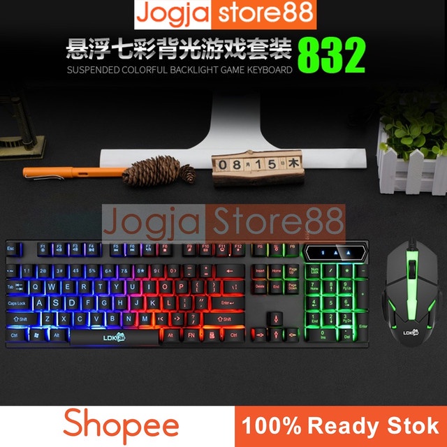 Jual Keyboard + Mouse Gaming Lampu LED RGB Standar Layout 44 x 13cm ...