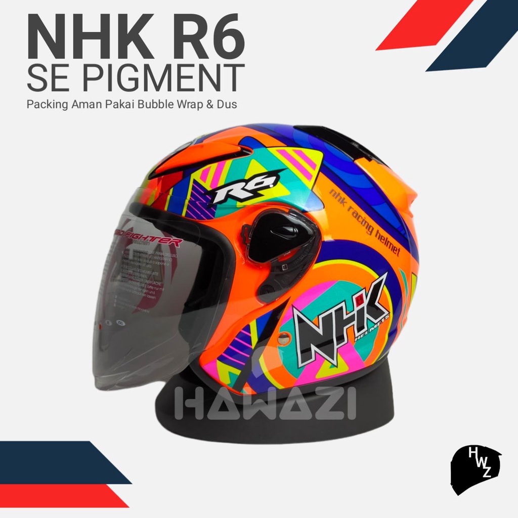Jual HELM NHK R6 PIGMENT ORANGE FLO | Shopee Indonesia