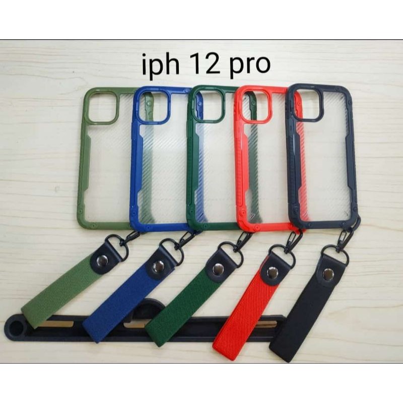Jual iPhone 12 Pro Case Carbon Military Bumper Armor + Tali Gantung Hp ...
