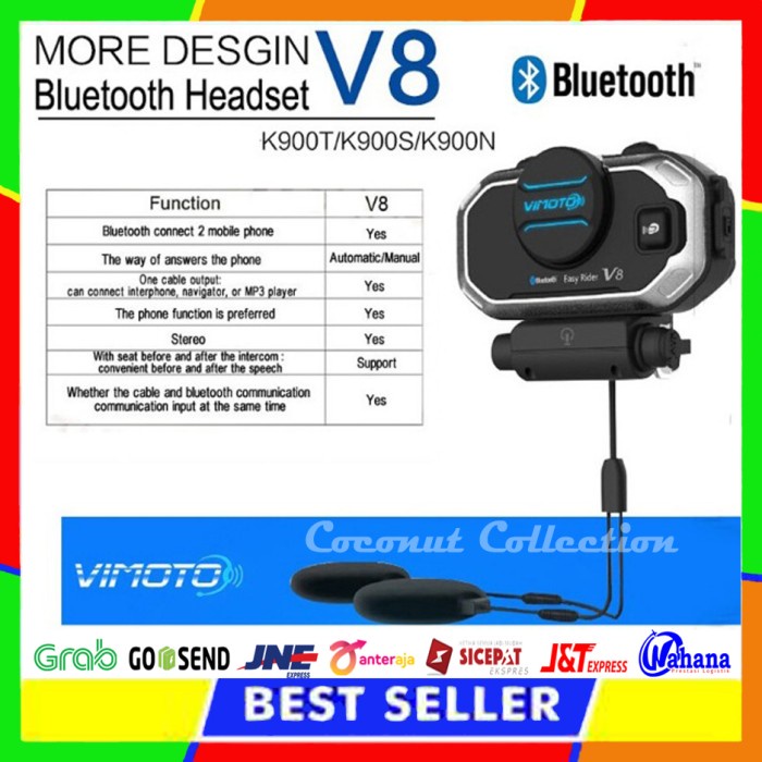Jual BLUETOOTH INTERCOM HELMET VIMOTO V8 FOR ARAI SHOEI AGV RETRO KYT ZEUS | Shopee Indonesia