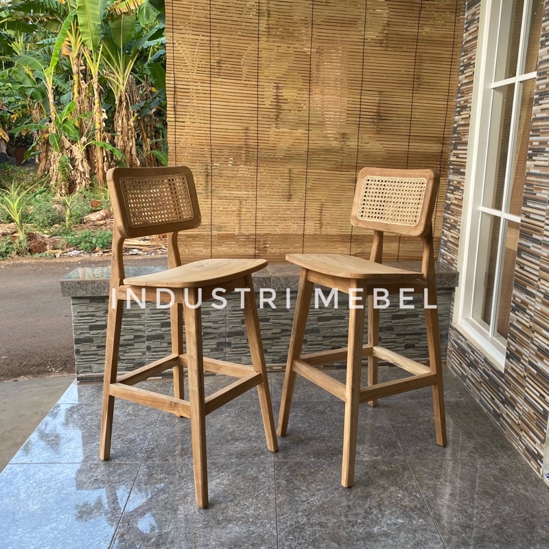 Jual Kursi Bar TV Rotan Retro Scandinavian - Kursi Makan Bar Cafe Restoran Jati Minimalis ...