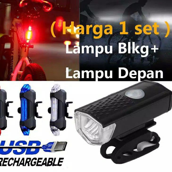 Jual yug [BISA] Paket Lampu 1 Set Lampu Sepeda Depan Belakang Led ...