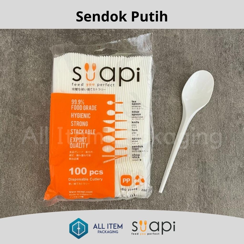 Jual Sendok Suapi Putih / Sendok Makan Plastik / Spoon @100 Pcs ...