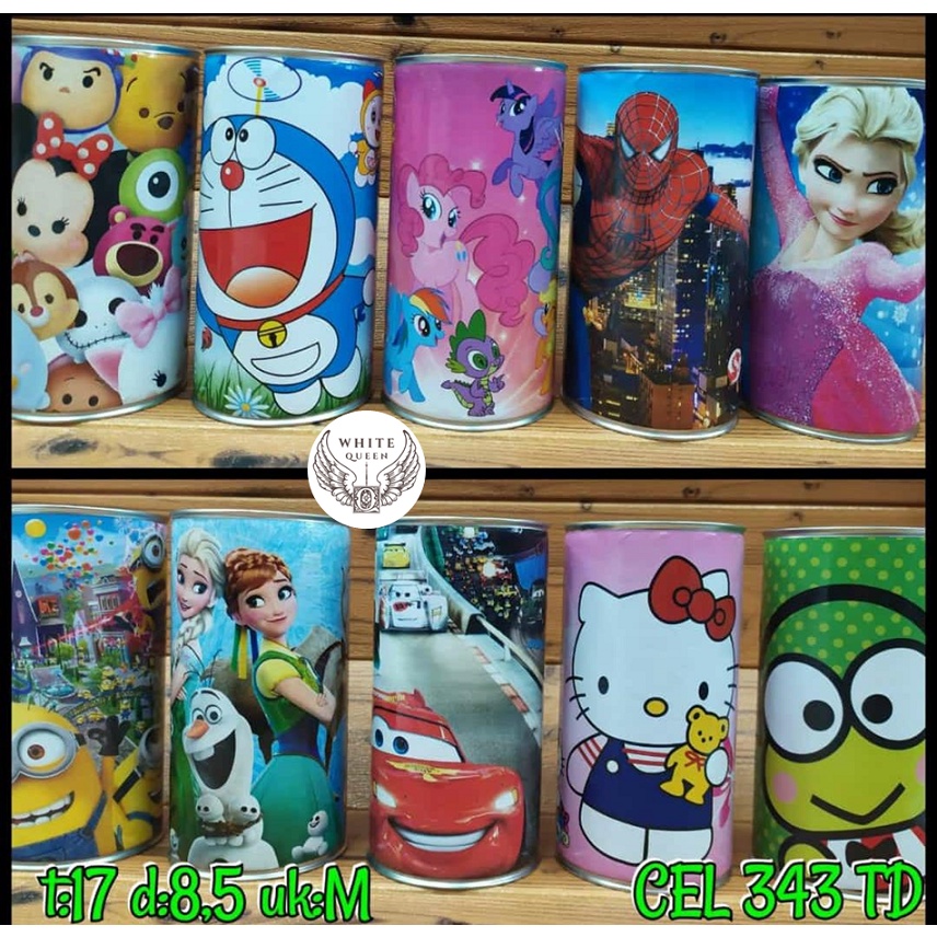 Jual Celengan Kaleng Tabung Bahan Kaleng+Karbon Tebal/Size M/karakter ...
