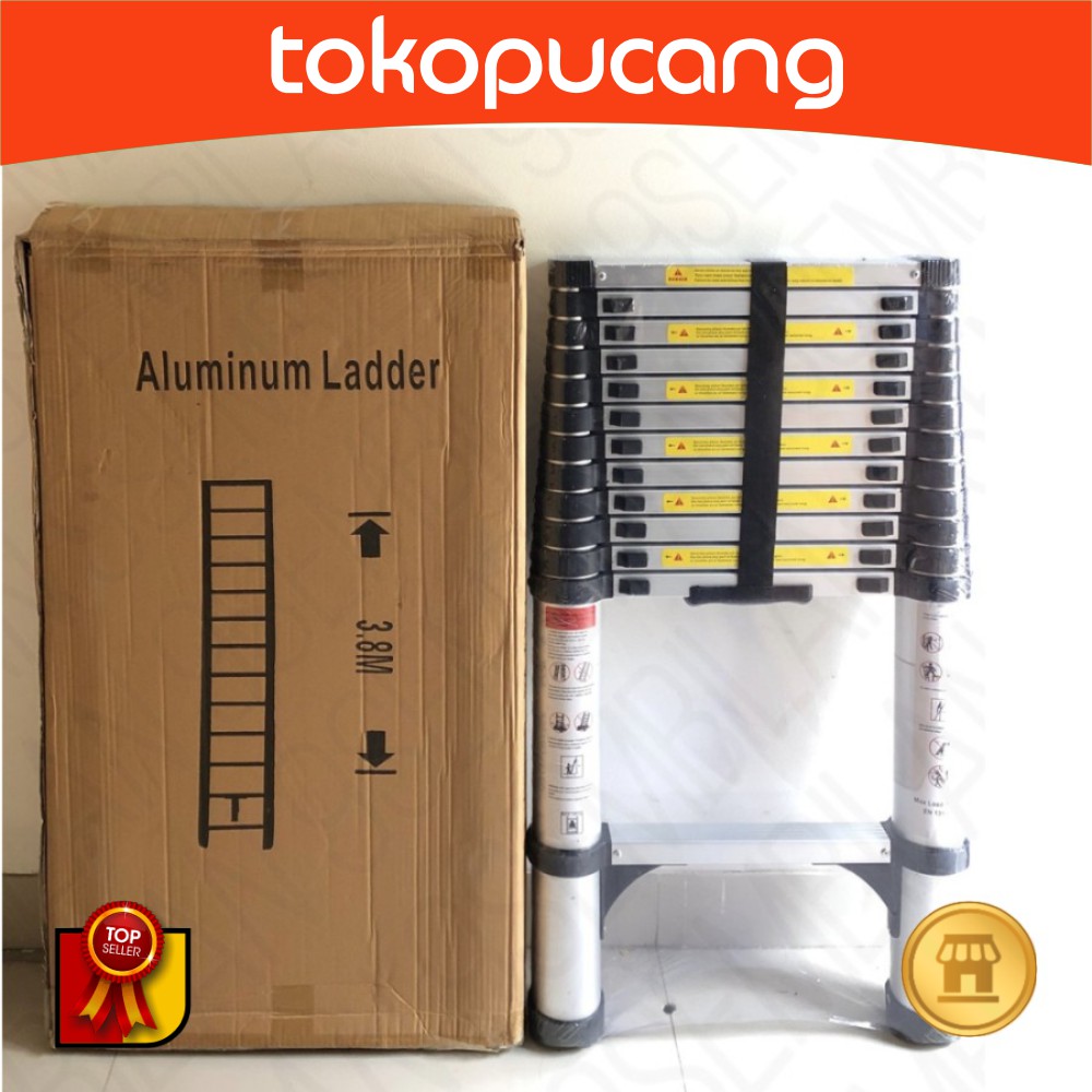 Jual Tangga Lipat Aluminium Teleskopik 4.4M Single Telescopic Ladder 4. ...