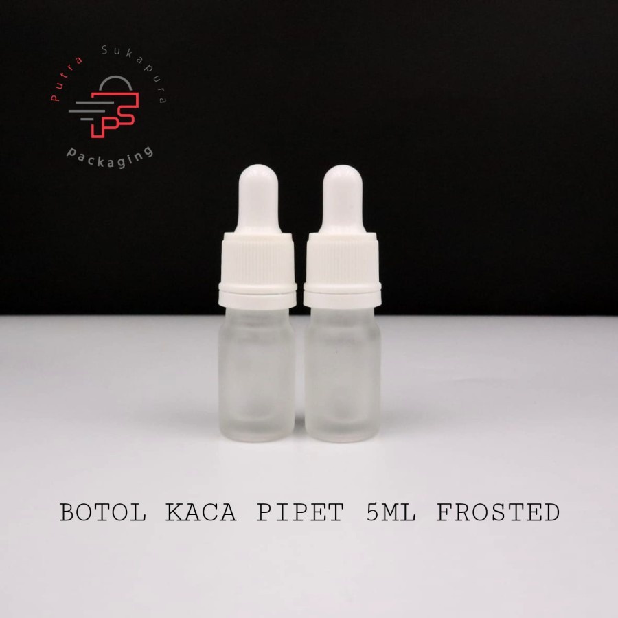 Jual botol kaca pipet 5ml frosted / botol serum 5ml bening frosted ...