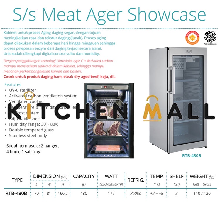 Jual GEA RTB-480B S/S Meat Ager Showcase - Kabinet Untuk Aging Daging Segar | Shopee Indonesia