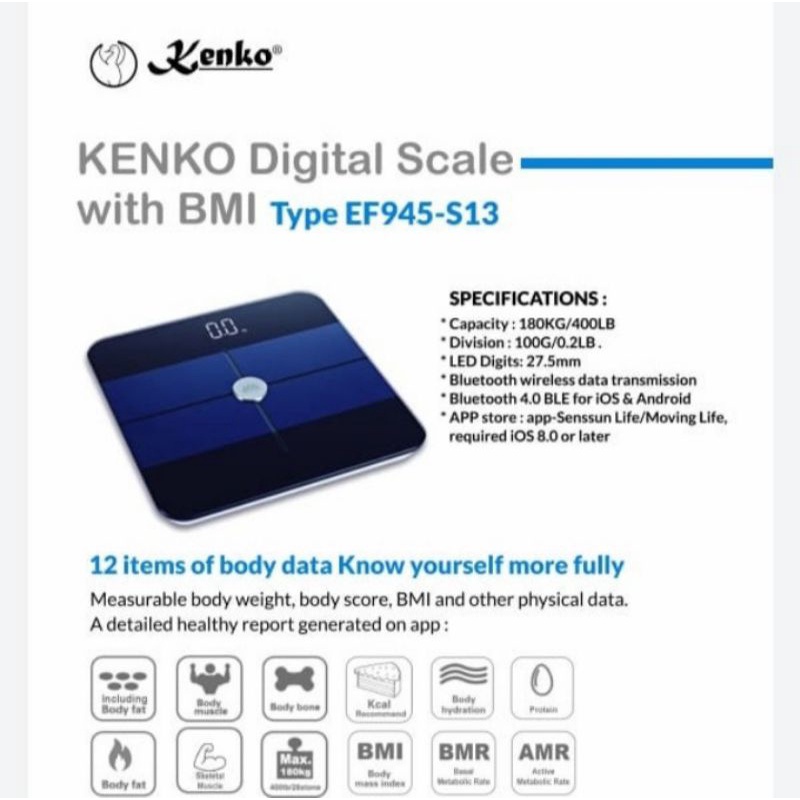 Jual Timbangan Digital dengan BMI / KENKO Digital Scale with BMI Type ...