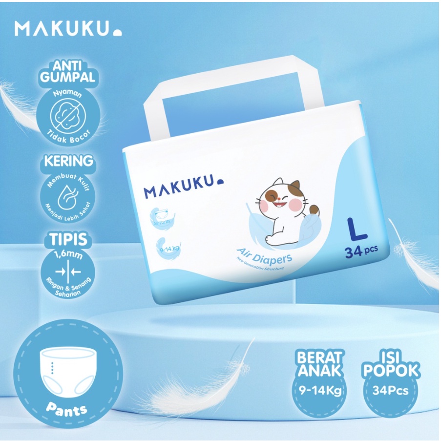 Jual MAKUKU Air Diapers Pants L34 / Popok bayi tipis anti gumpal daya ...