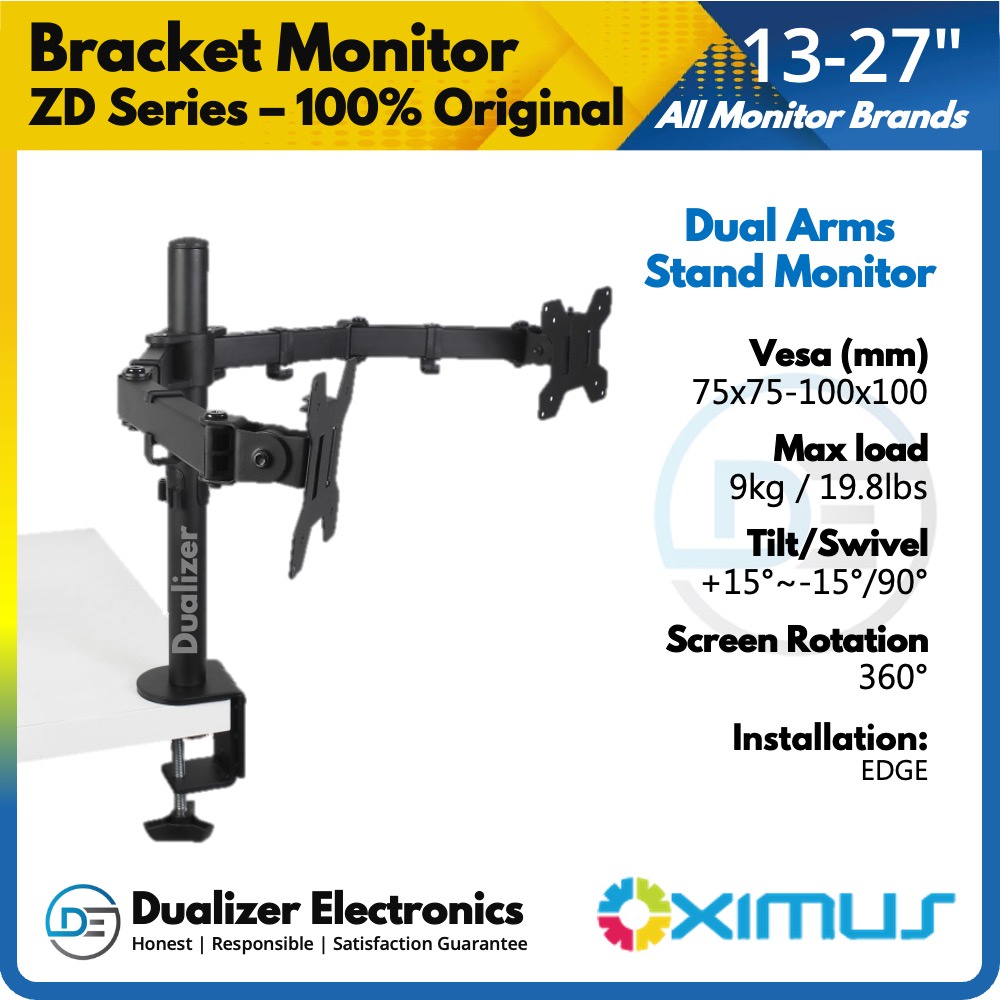 Jual Bracket Monitor Dual Arm Monitor LCD LED 13" 14" 17" 19" 22" 24 ...