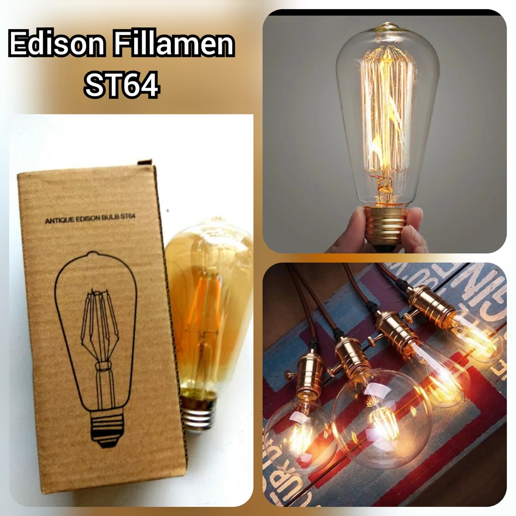Jual Lampu LED Edison Filamen Filament St64 Lonjong 4 Watt 4w Retro ...