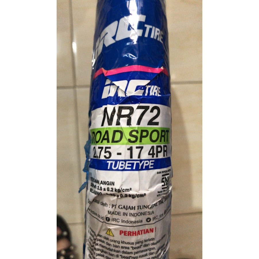 Jual Ban Luar Belakang IRC 275 Ring 17 NR 72 Tube Type Supra Kharisma ...