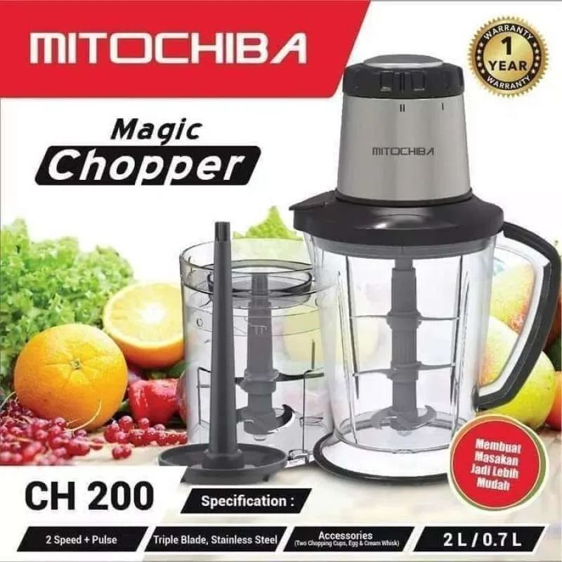 Jual CHOPPER MITOCHIBA CH-200 FOOD PROSESOR/ BLENDER 2 LITER | Shopee ...