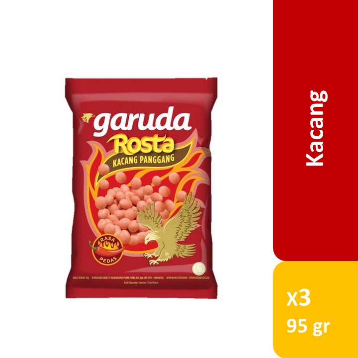 Jual Garuda Rosta Kacang Oven Rasa Pedas 95gr x3 | Shopee Indonesia