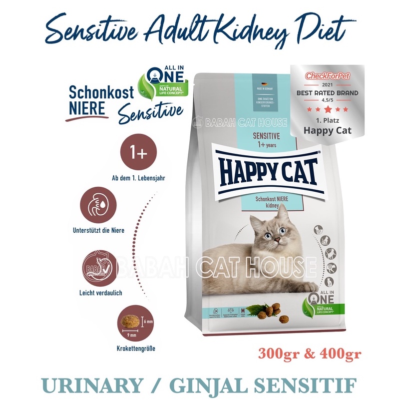 Jual HAPPY CAT SENSITIVE KIDNEY 300gr Cat Food Urinary Sakit Ginjal ...