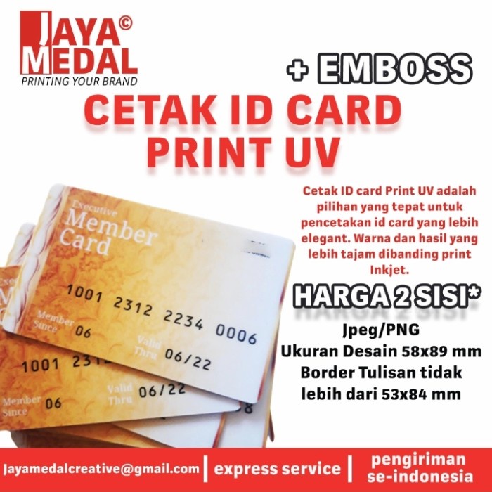 Jual Cetak ID card UV Dengan Emboss Premium Quality Untuk Member Card ...