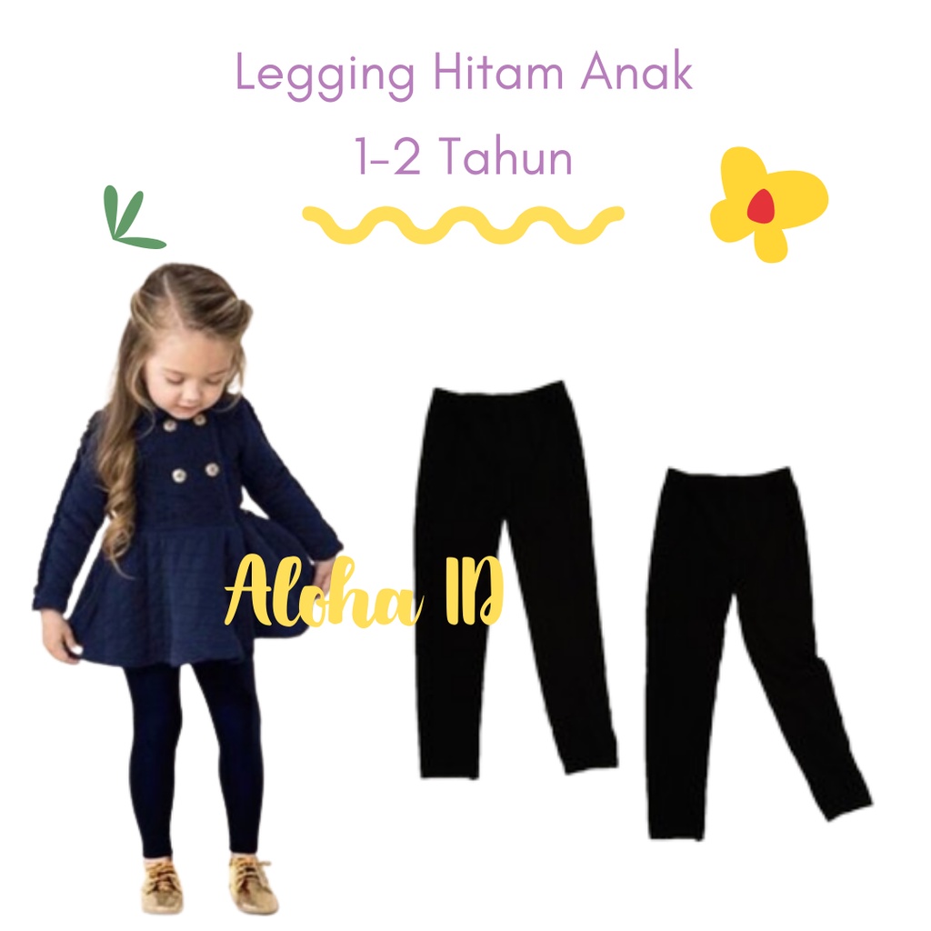 Jual Celana Legging Panjang 1-2 Tahun Hitam Polos Anak Perempuan Bahan ...