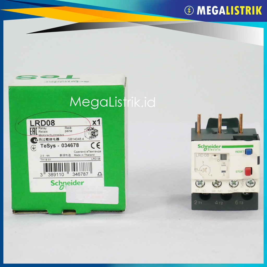 Jual SCHNEIDER LRD08 THERMAL OVERLOAD RELAY TESYS D / LRD-08 ( 2.5-4A ...
