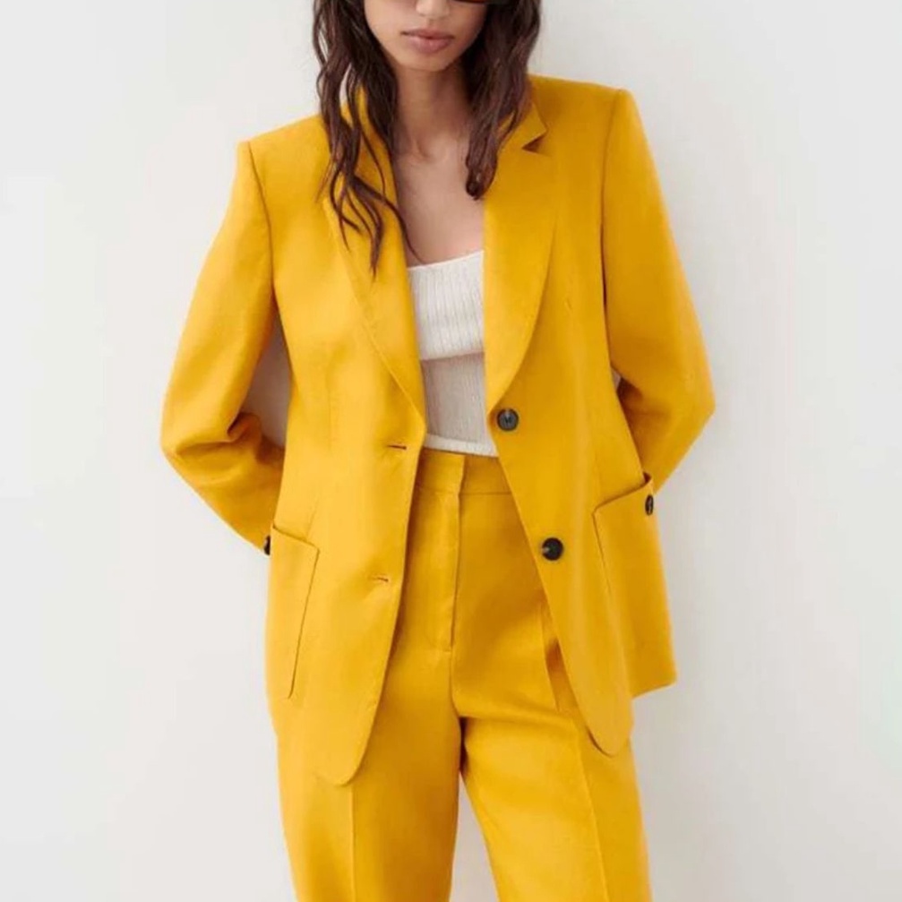 Jual Matilda Yellow Blazer / blazer zara kuning polos | Shopee Indonesia