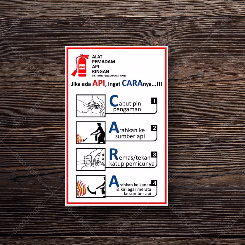 Jual Sticker Waterproof CARA Pemadam Api Instruksi Penggunaan Apar ...