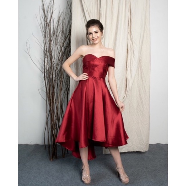 Jual Posh dress in Maroon colour by Louvre | Dress pesta kondangan ...
