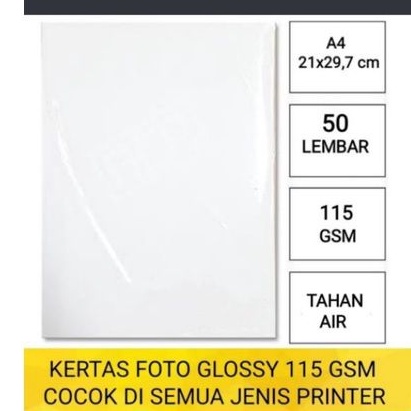 Jual kertas foto 115 GSM A4 isi 50 lembar/photo paper 115 gram SINGLE ...