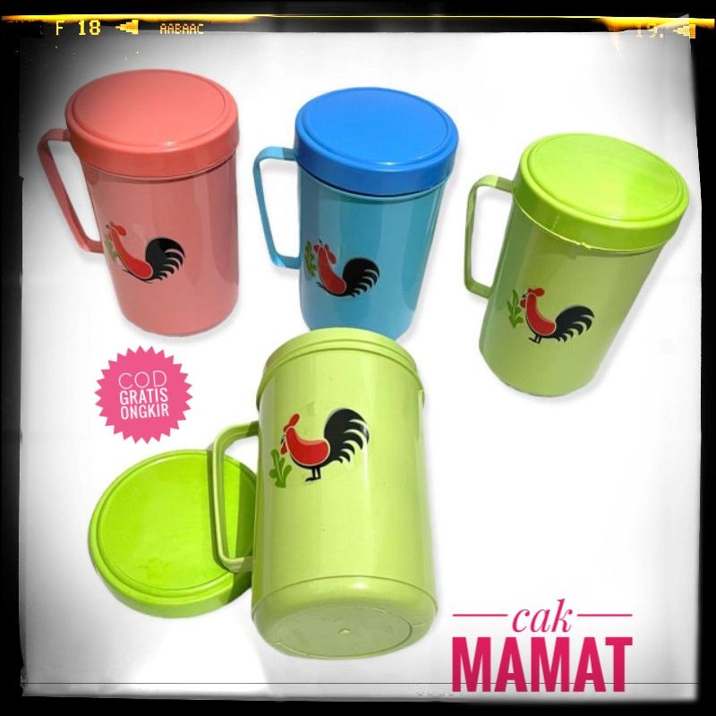 Jual Mug plus tutup ayam jago 1000ml | Shopee Indonesia
