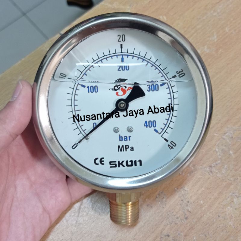 Jual Pressure Gauge Raket Bottom SKON Stainless 4 " inchi 40 Mpa 400 Bar | Shopee Indonesia