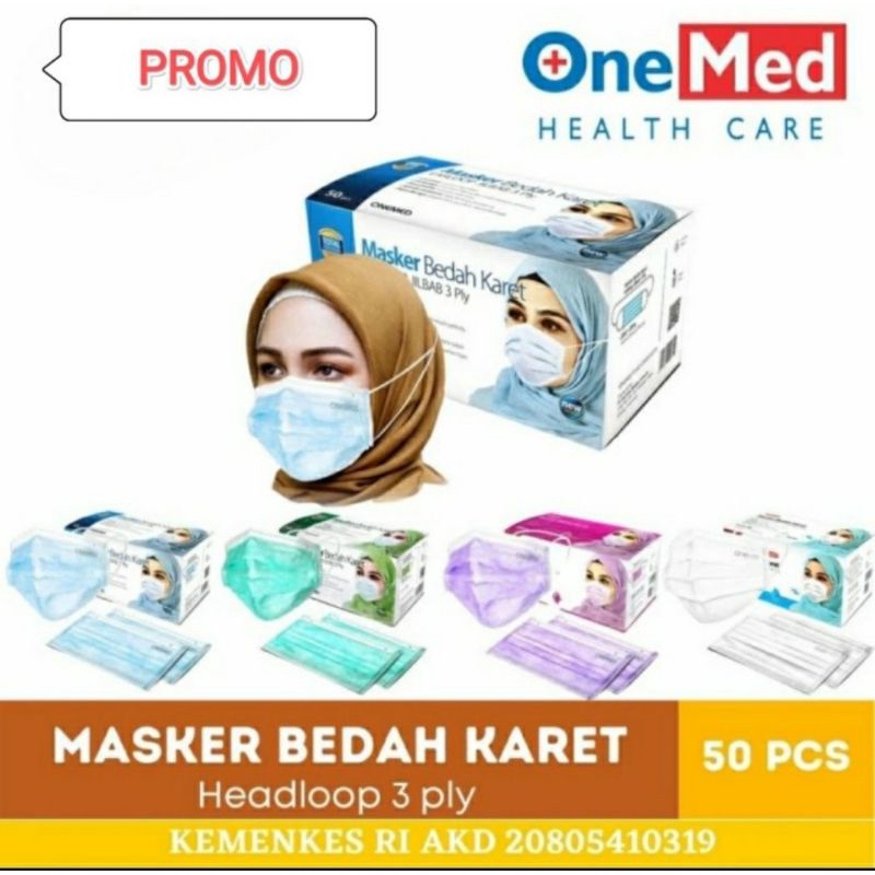 Jual Masker hijab jilbab medis Onemed headloop isi 50pcs | Shopee Indonesia